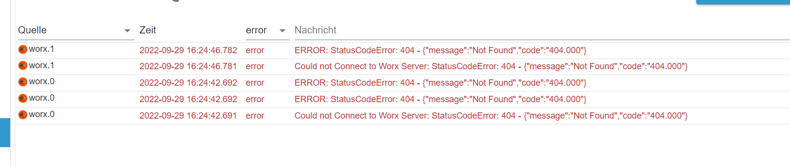 Could not Connect to Worx Server: StatusCodeError: 404 · Issue #575 · iobroker-community ...
