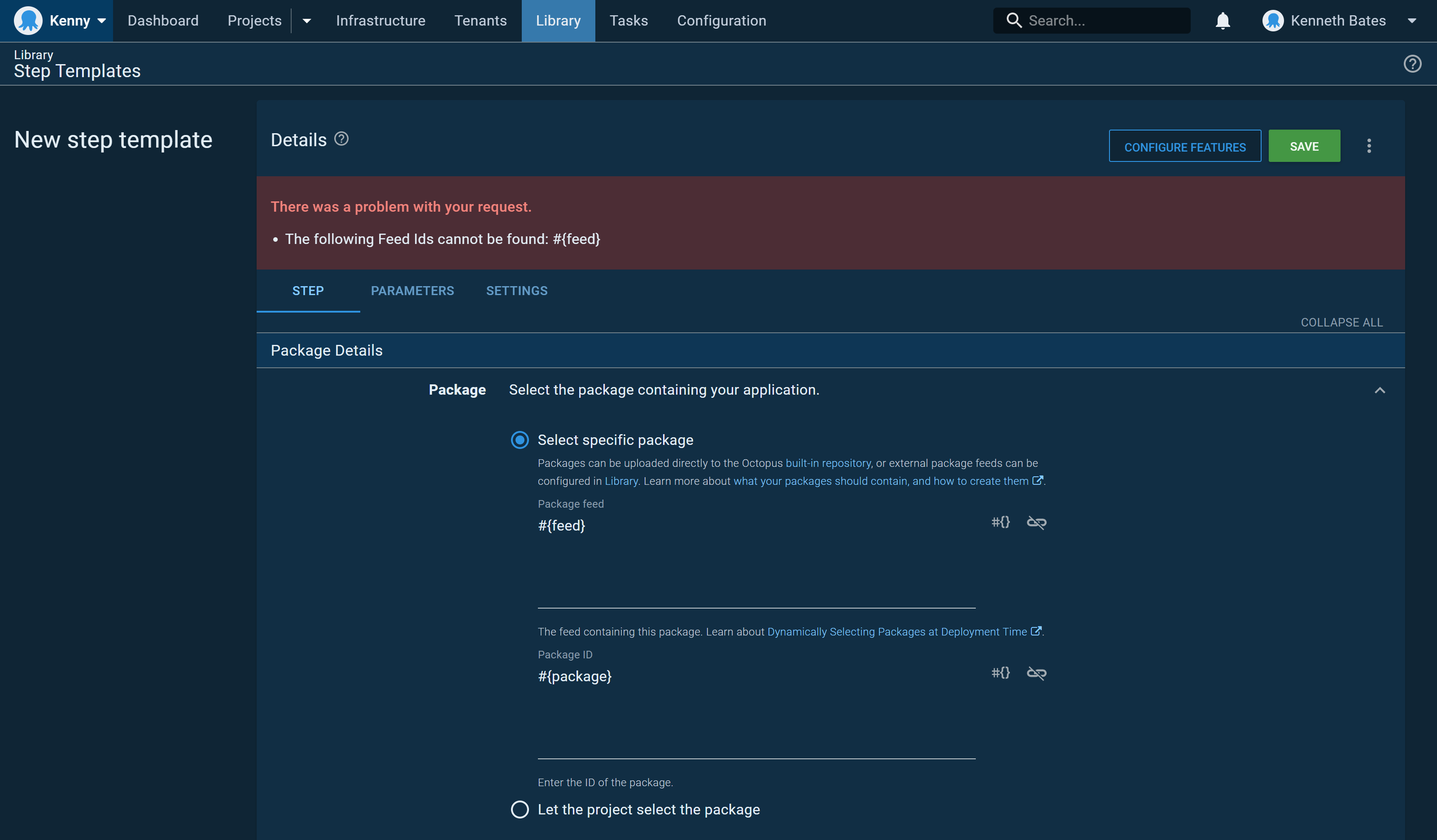 Can't create custom package step template with feed bound to a variable · Issue #6956 ...