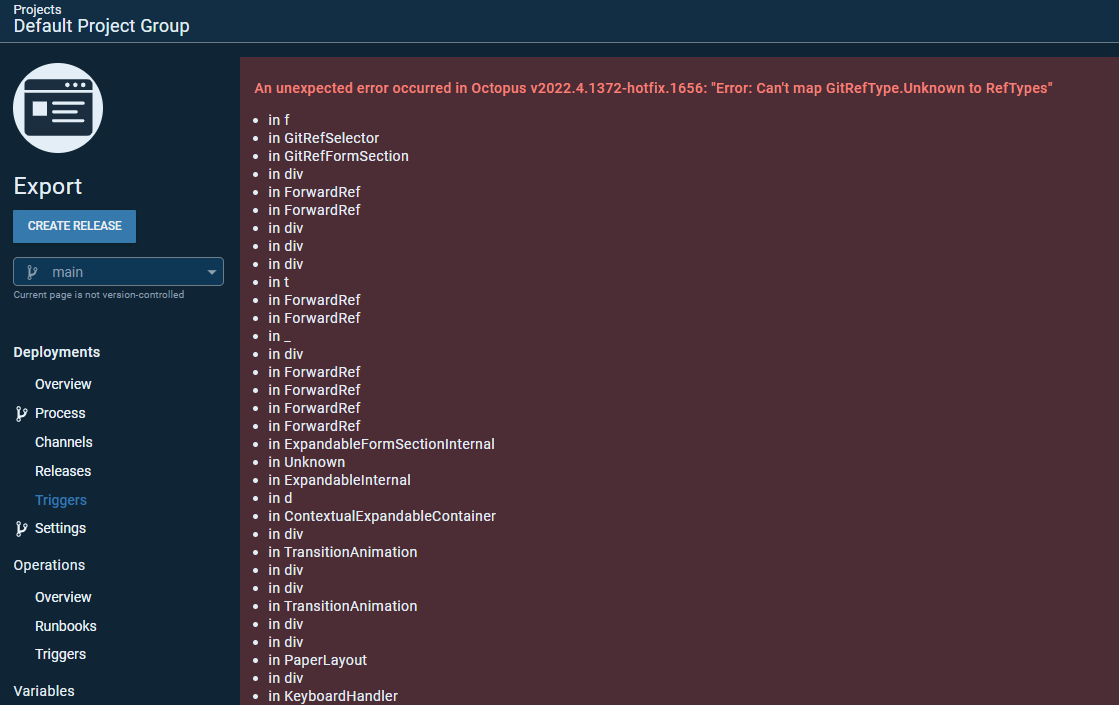 Error When Selecting `deploy New Release` Option On Version Controlled Projects Scheduled