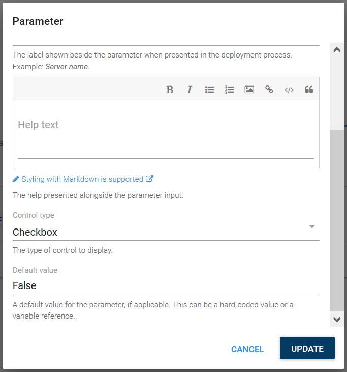 Step template checkbox type parameter doesn't display correctly · Issue #4210 · OctopusDeploy ...