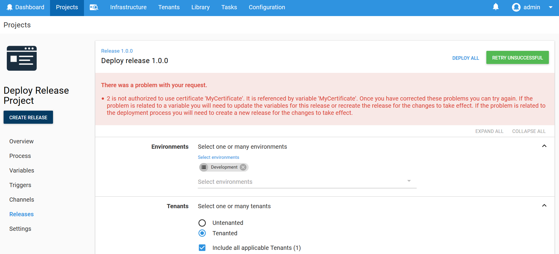 Channel-scoped certificate & account variables prevents tenanted deployment in different channel ...