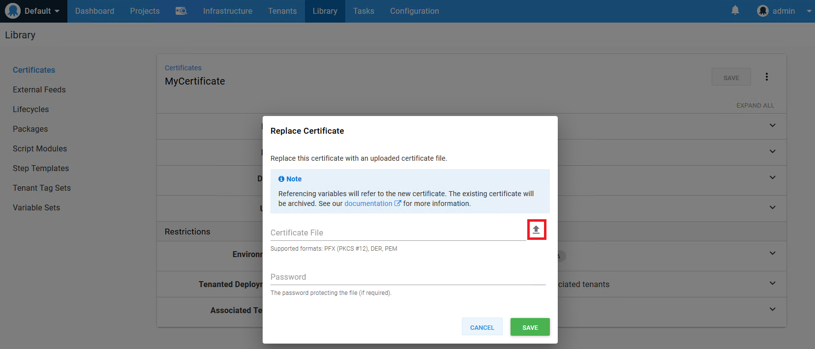 "Choose File" option doesn't work when replacing certificate · Issue #5525 · OctopusDeploy ...