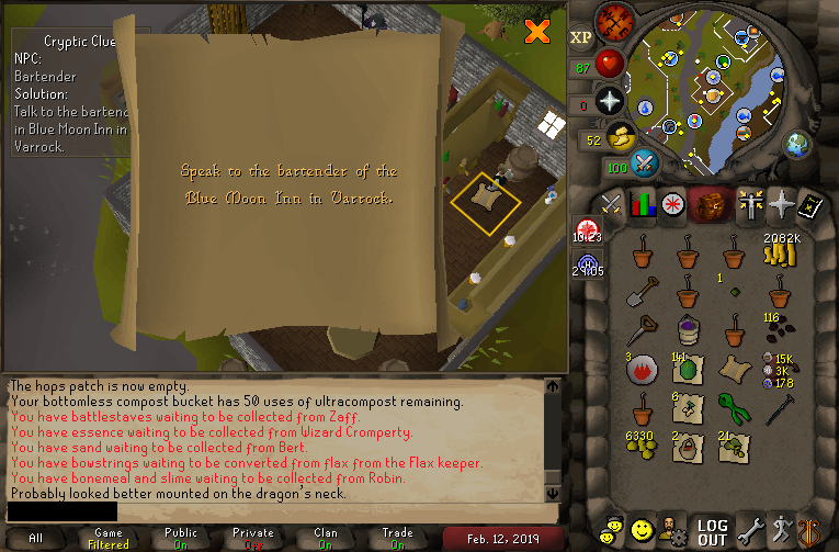 Easy clue step "Speak to the bartender of the Blue Moon Inn in Varrock ...
