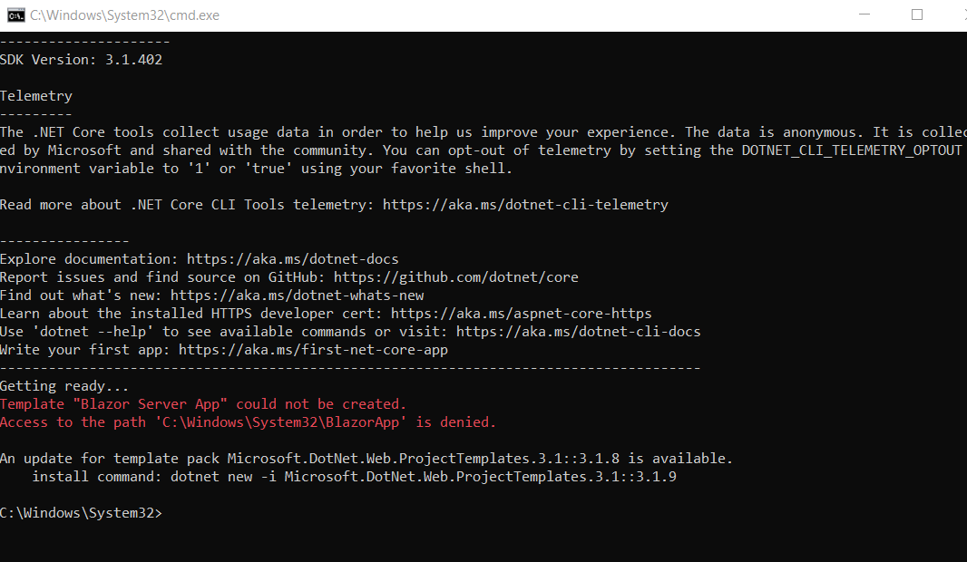Blazor Server App could not be created · Issue #5533 · dotnet/core · GitHub