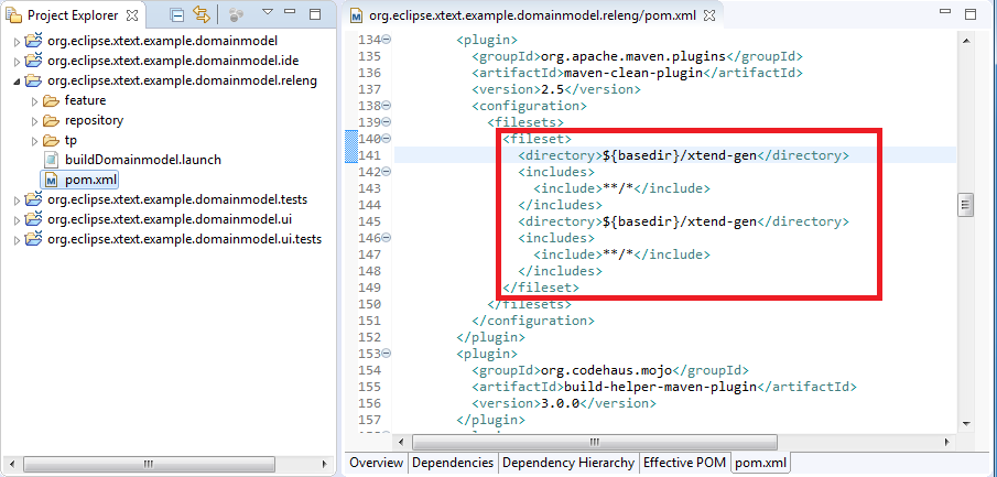 Duplicated Entries In The DomainModel Example Releng pom xml File Issue 991 Eclipse xtext 