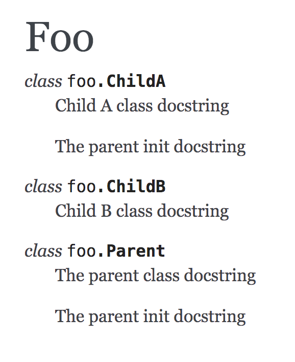 Autoclass interaction between content=both and inherit_doscstrings=True ...