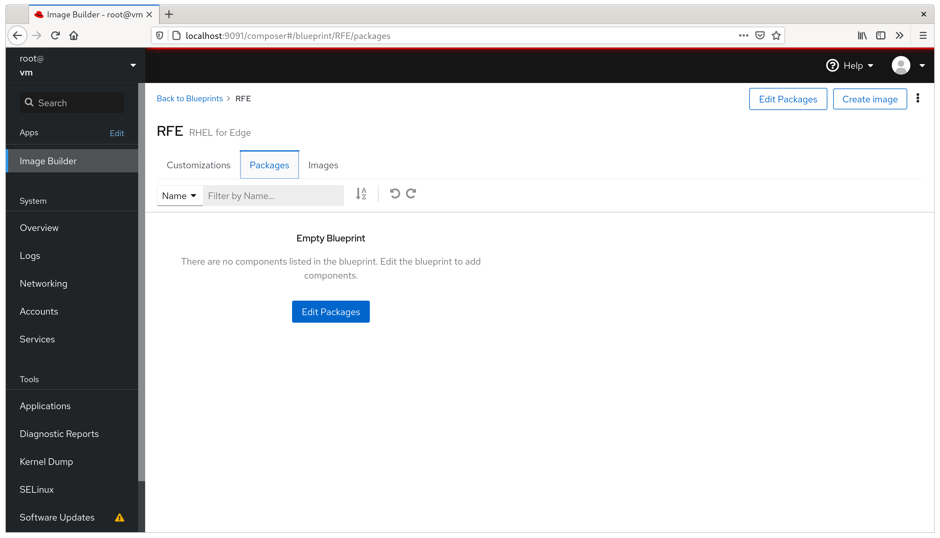 Blueprint overview: No blueprints message not centred · Issue #1159 · osbuild/cockpit-composer ...