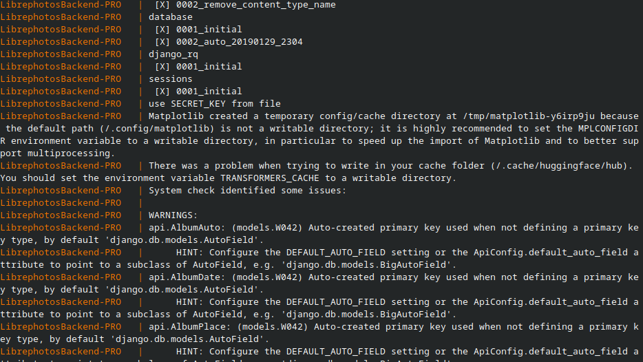 Error creating Matpotlib cache · Issue #907 · LibrePhotos/librephotos · GitHub