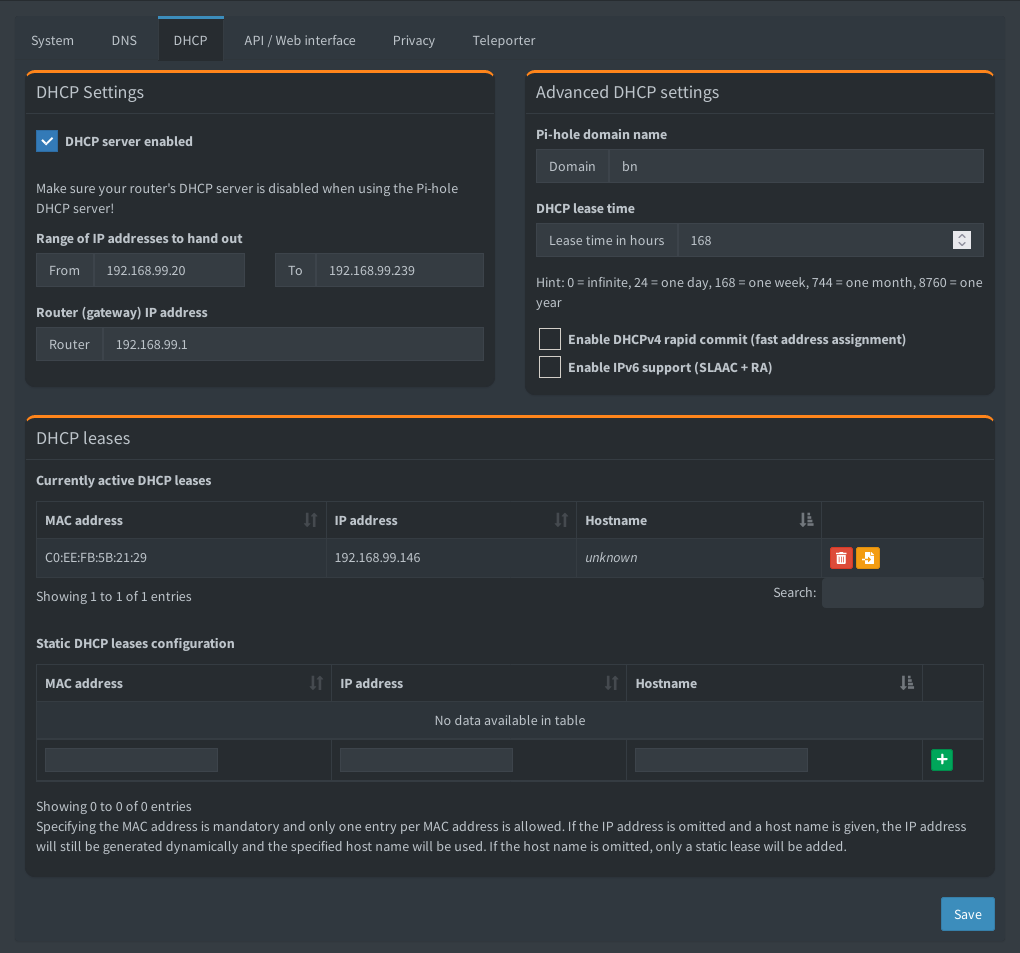 DHCP server does not respect ServerIP variable · Issue #932 · pi-hole/docker-pi-hole · GitHub