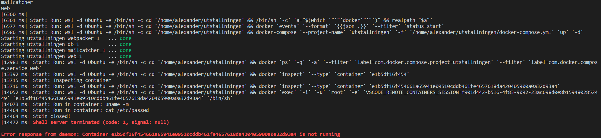 Either Hangs Or Crashes When Trying To Launch Docker Container · Issue 3368 · Microsoftvscode