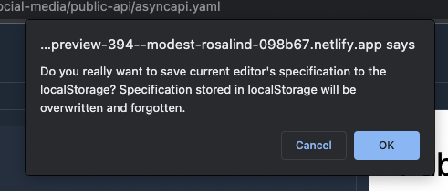 Use custom modals for "url-mode" confirms. · Issue #402 · asyncapi/studio · GitHub