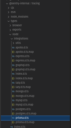 Cannot find module './node/integrations/prisma.js' after upgrading from 4.11.0 to 4.12.0 · Issue ...