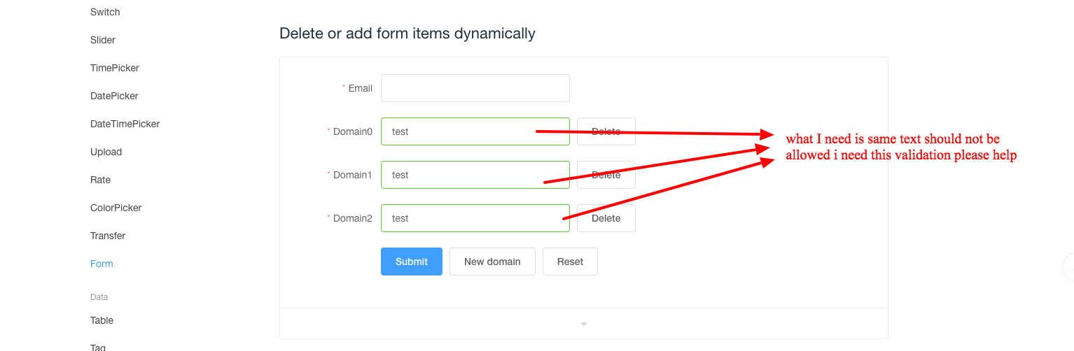 [Feature Request] Unique Field Validation in Dynamic for add and delete From · Issue #13904 ...