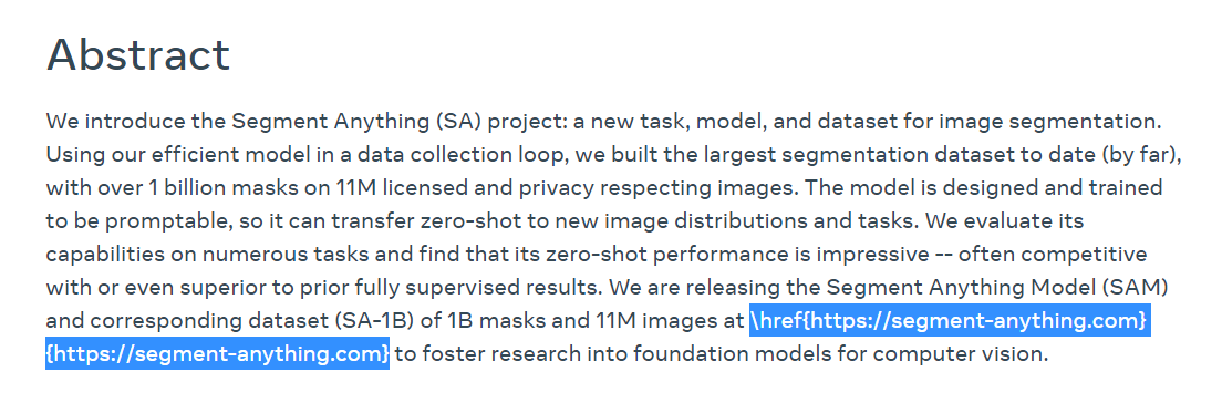 Formatting error in the abstract · Issue #317 · facebookresearch/segment-anything · GitHub
