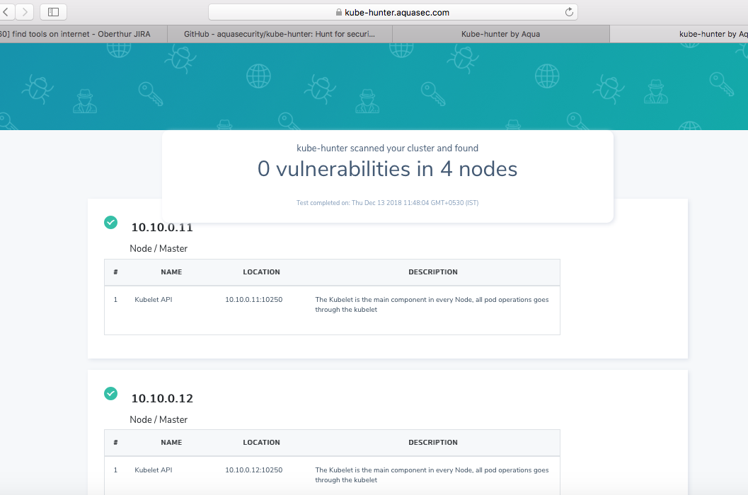 Vulnerabilities not shown in dashboard · Issue #70 · aquasecurity/kube-hunter · GitHub