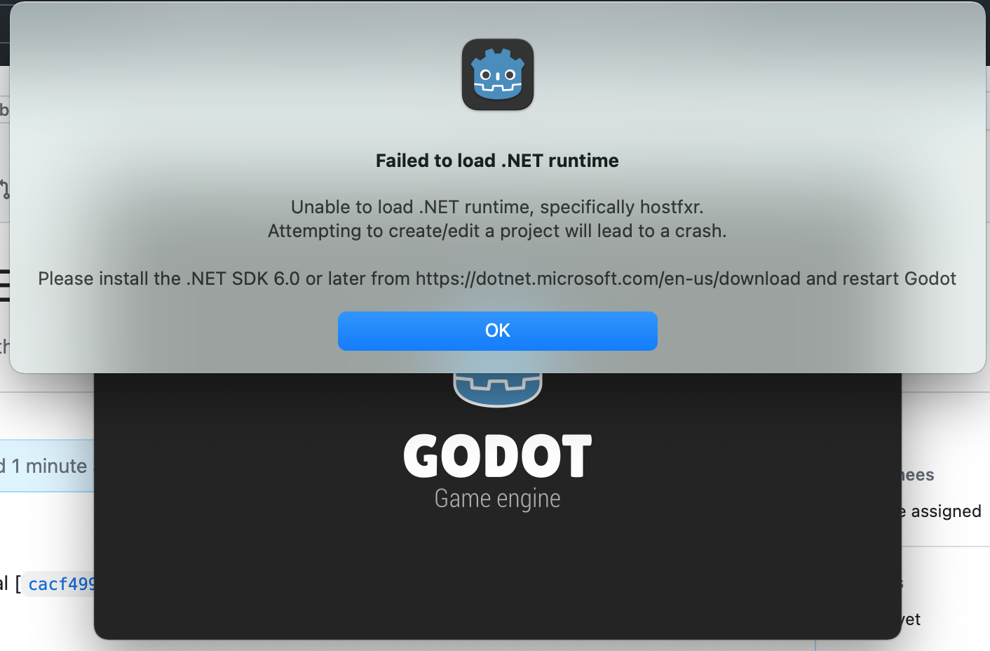 Failure to load .NET runtime on MacOS on first install · Issue #75561 · godotengine/godot · GitHub