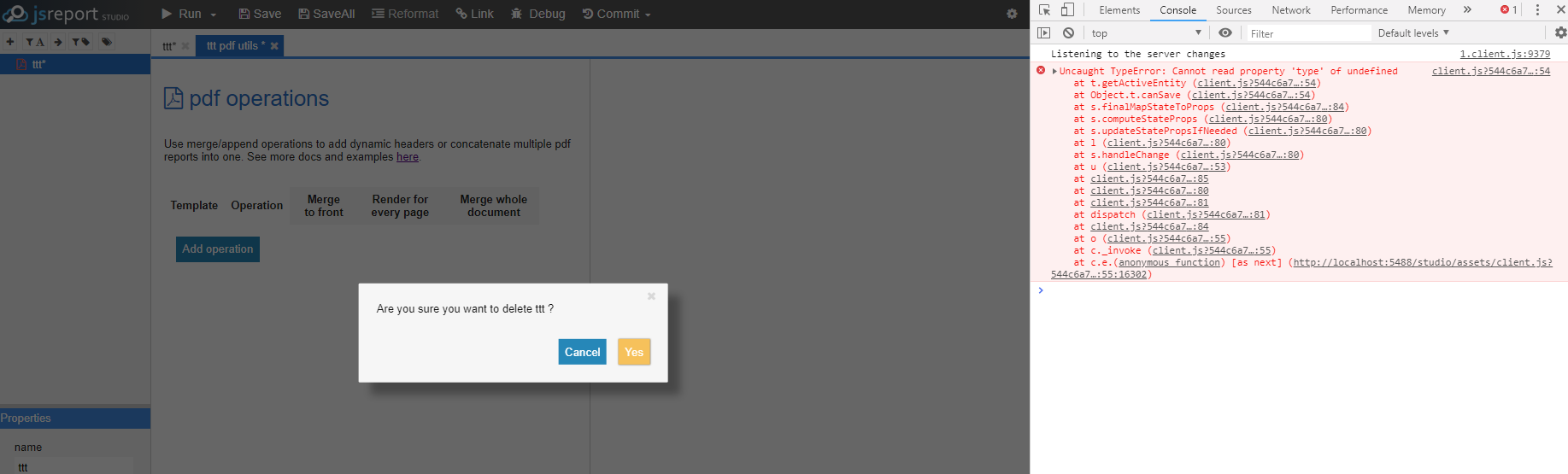 Studio error when deleting a template with header · Issue #485 · jsreport/jsreport · GitHub