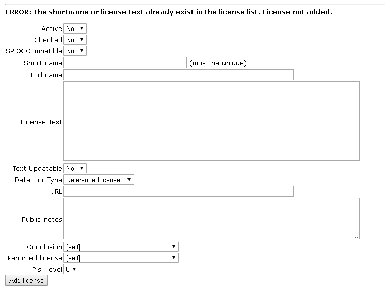 Adding Existing License · Issue 1070 · Fossology Fossology · Github