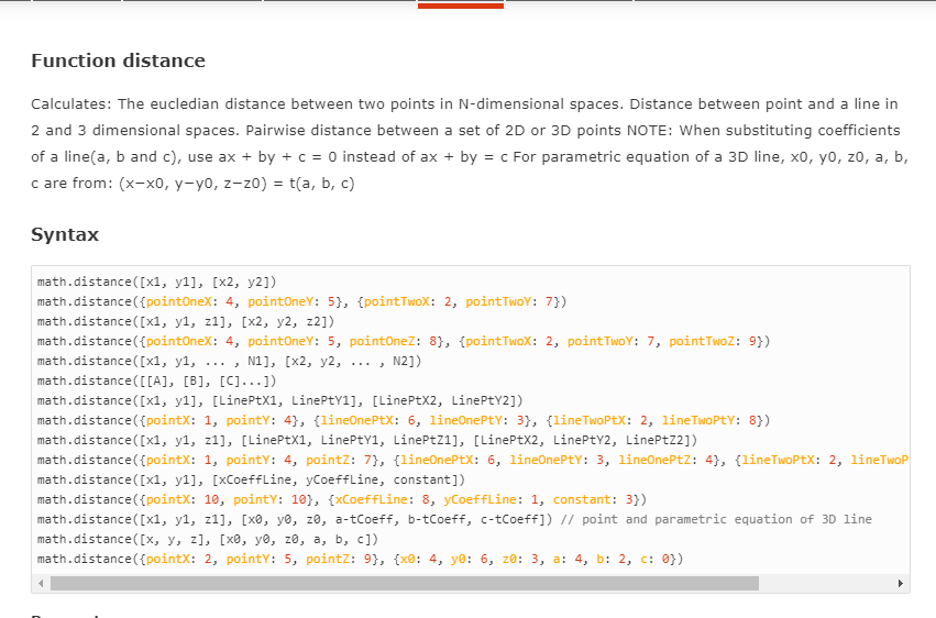 [DOC] distance syntax is wrong · Issue #2923 · josdejong/mathjs · GitHub