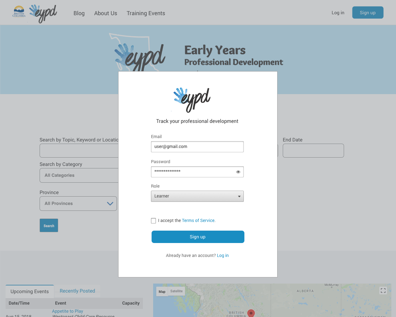 Modal sign up form · Issue #608 · BCcampus/eypd · GitHub