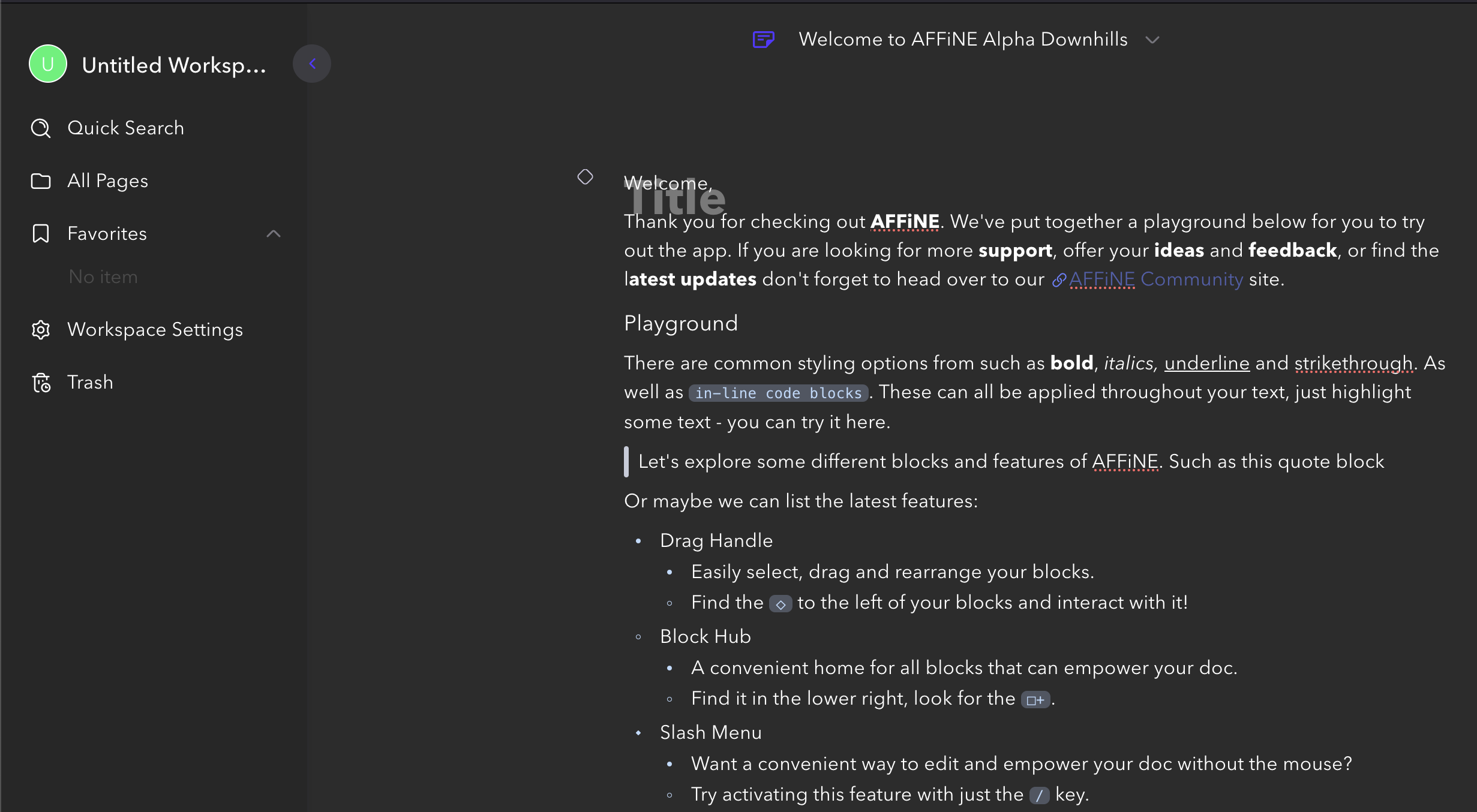 Content Unexpectedly Covered Page Title · Issue 1605 · Toeverything Blocksuite · Github