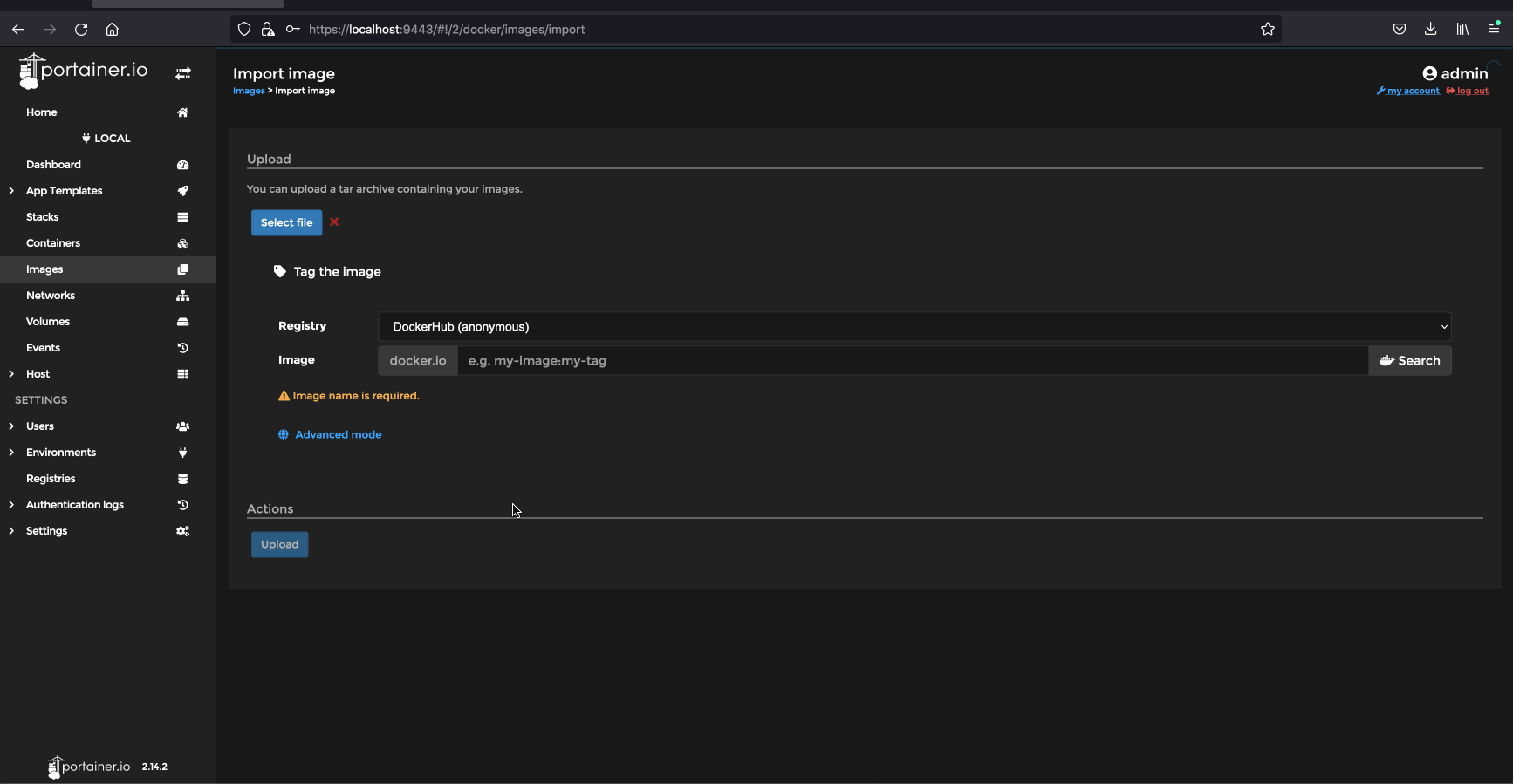 Failed to import image with no error output · Issue #7431 · portainer/portainer · GitHub