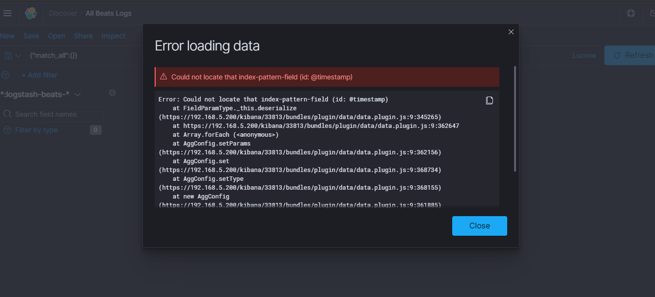 Issue: Securityonion 2.2(RC3) *:logstash-beats-* Could not locate that index-pattern-field (id ...