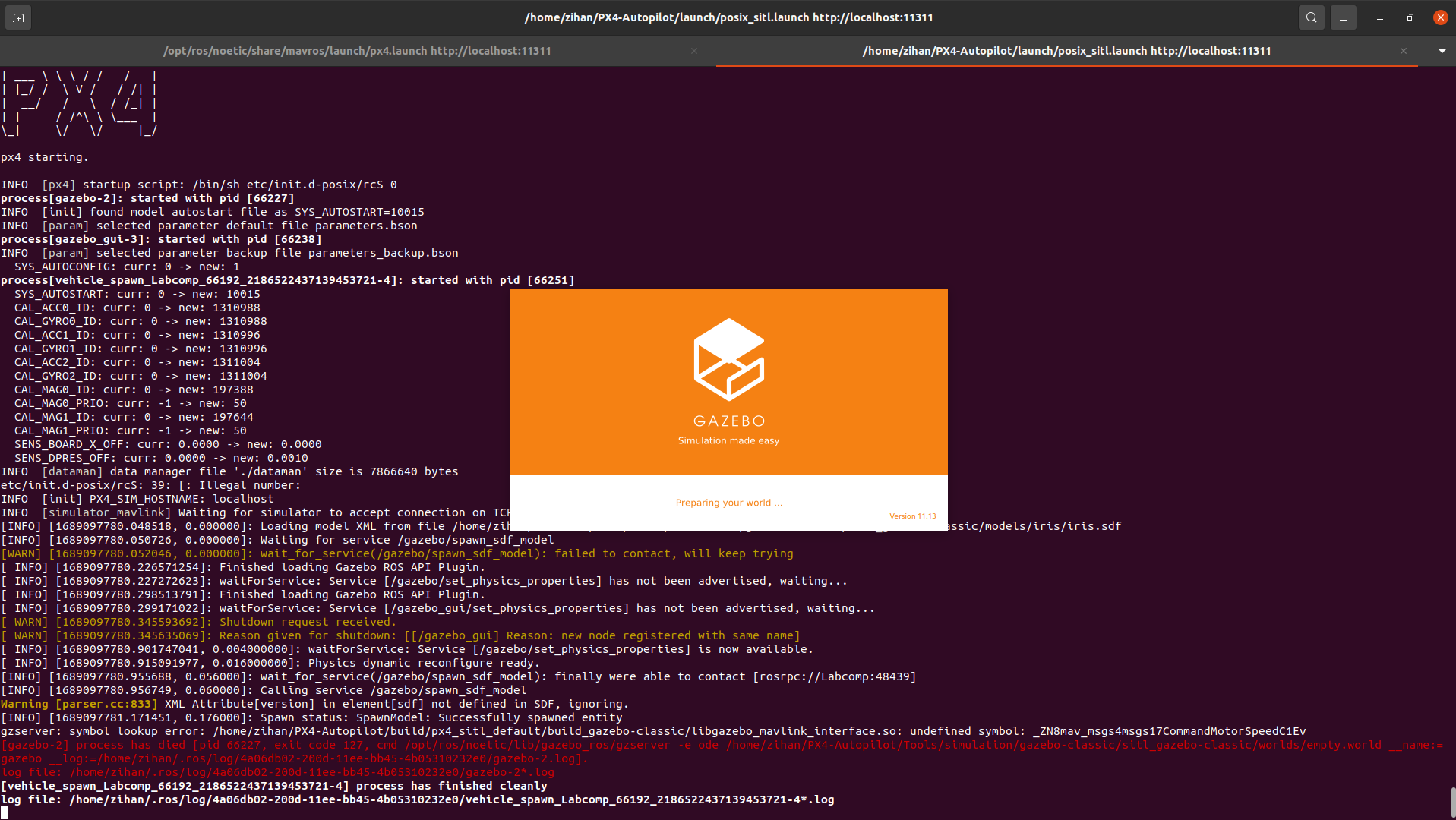 [Bug] gzserver: symbol lookup error: PX4-Autopilot/build/px4_sitl_default/build_gazebo-classic ...