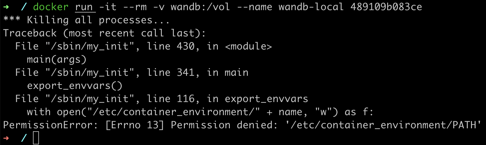 [CLI] Failed to start wandb/lcoal image · Issue #2883 · wandb/wandb · GitHub