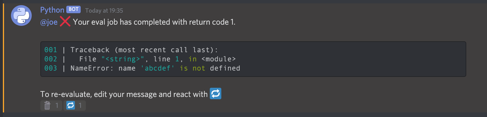 Increase snekbox re-eval timeout · Issue #920 · python-discord/bot · GitHub