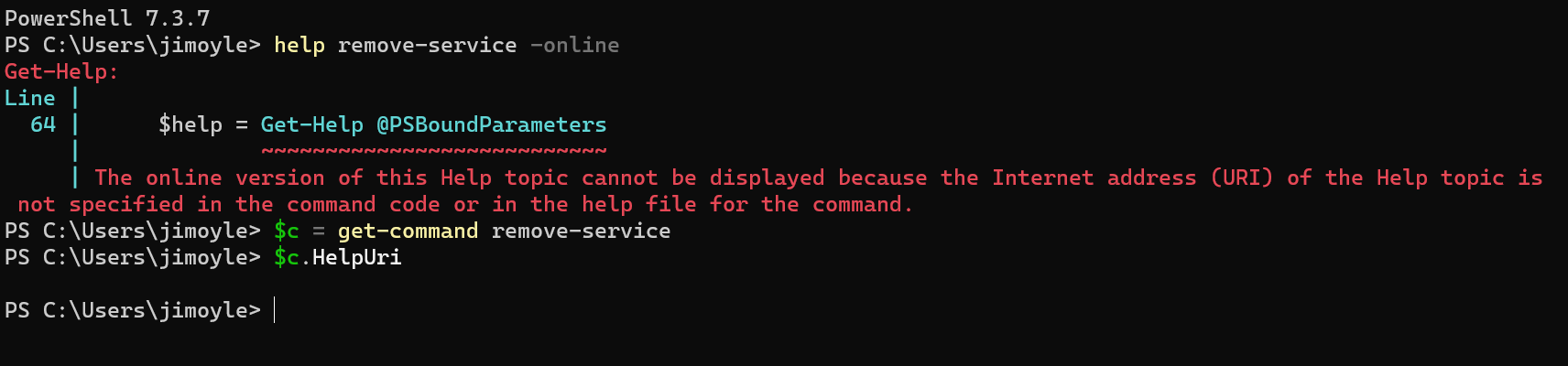 Remove-Service does not have a help page url in version 7.3.7 · Issue #20468 · PowerShell ...