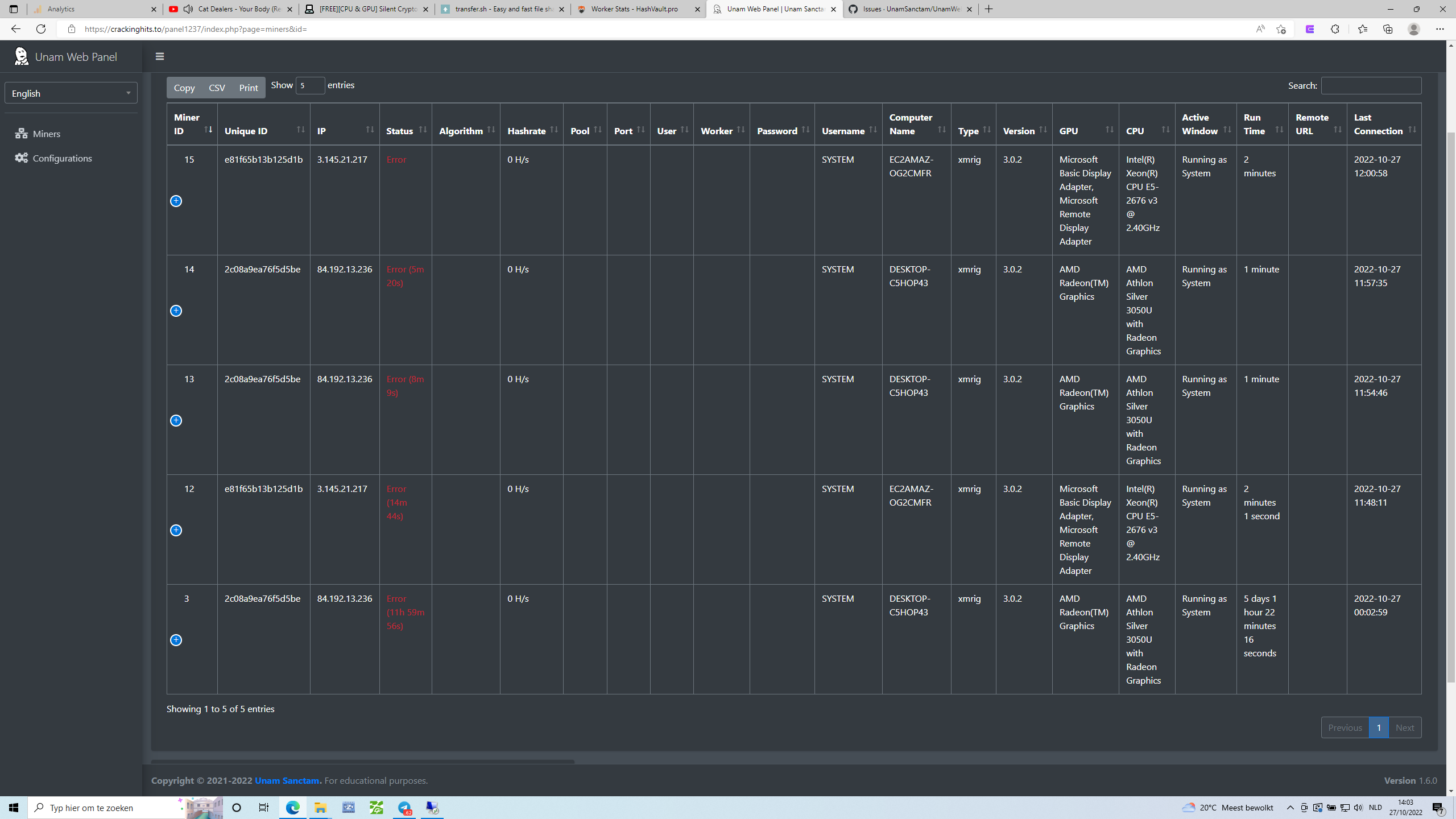 ERROR For miners · Issue #200 · UnamSanctam/UnamWebPanel · GitHub