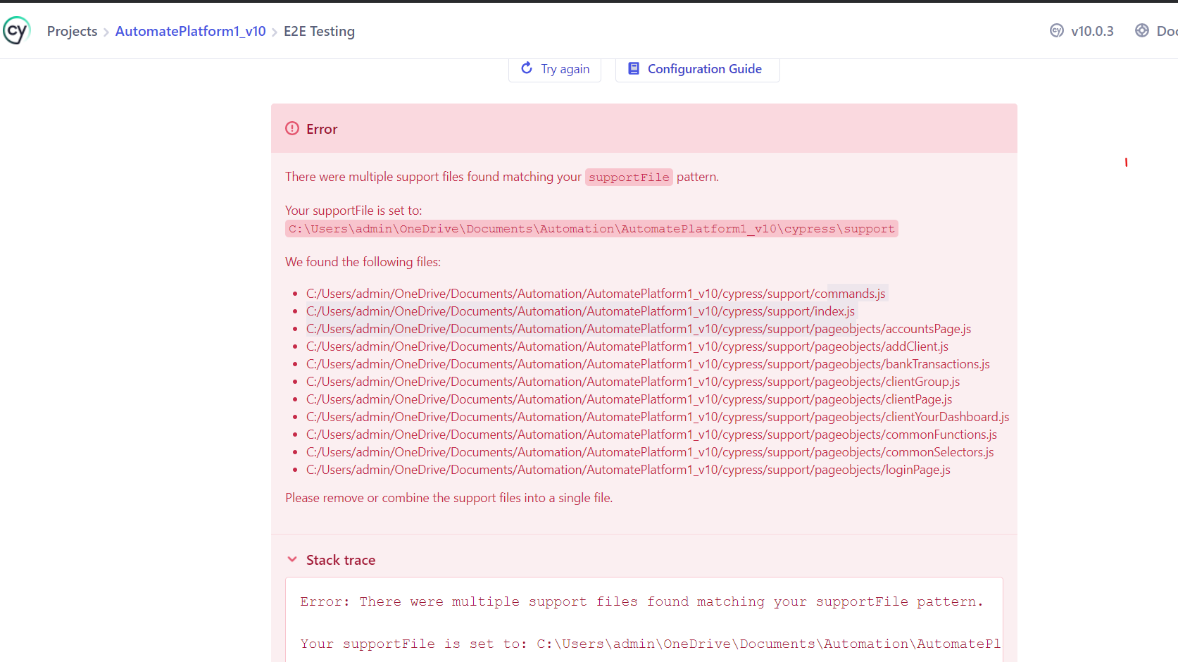 Cypress 1003 Does Not Support Multiple Support Files · Issue 22161 · Cypress Iocypress · Github