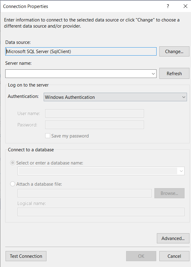 Allow Sql Server Connection Settings to be Saved · Issue #1307 · dotnet ...