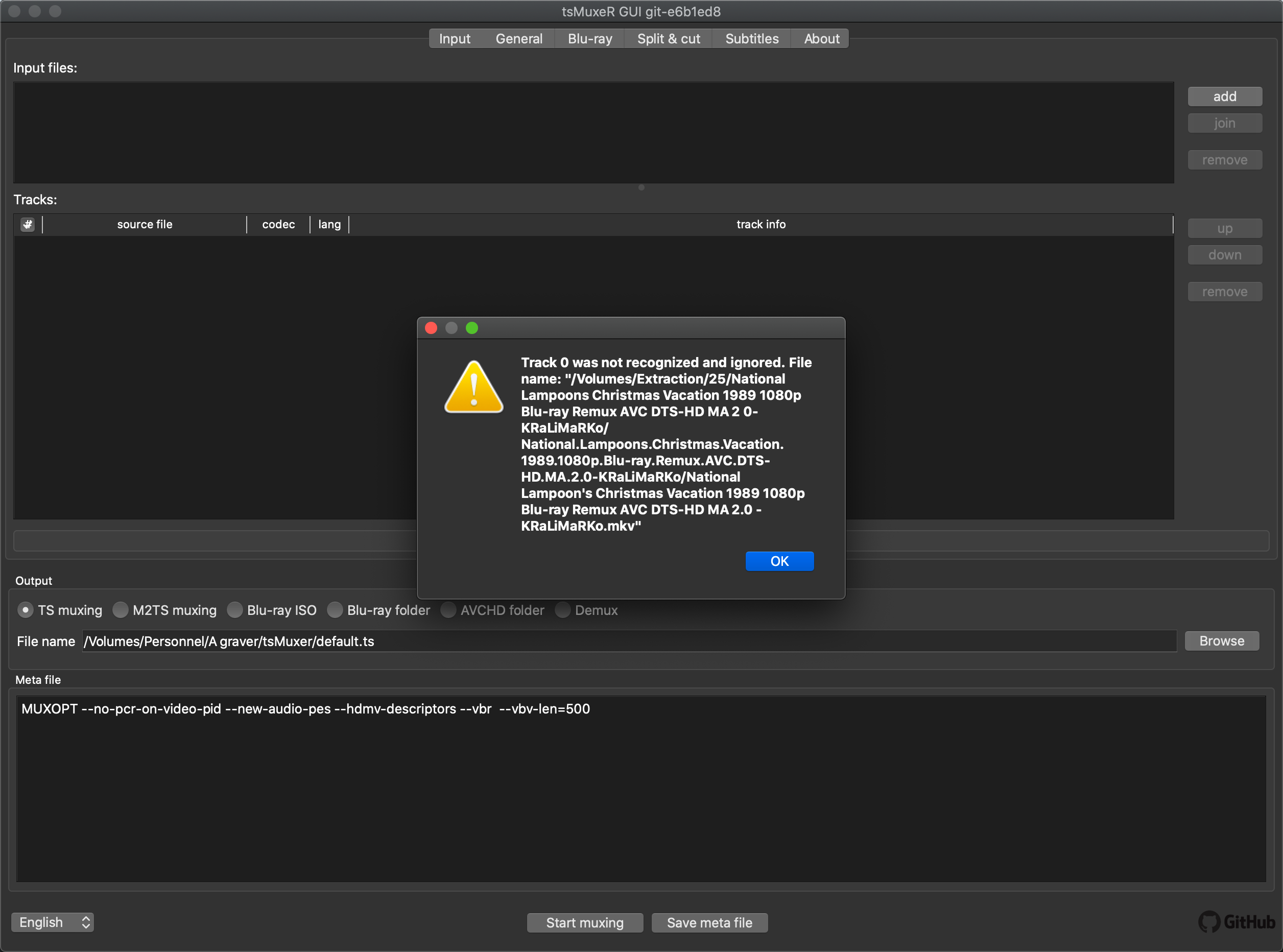 Problem importing video into Tsmuxer: Error track 0 was not recognized · Issue #389 · justdan96 ...