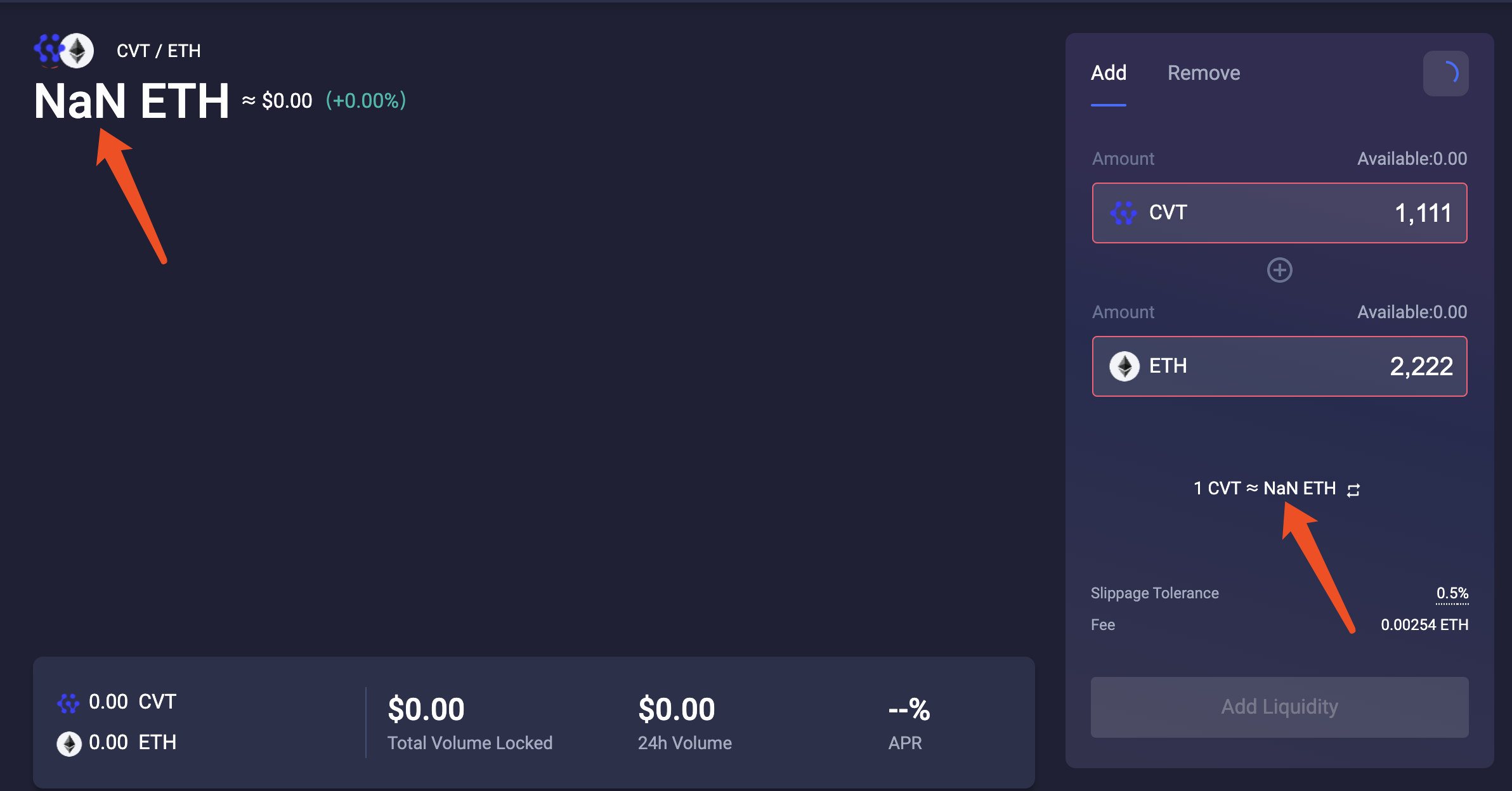 The price is displayed as "NaN" when the pool's liquidity is 0. · Issue #244 · Loopring/loopring ...