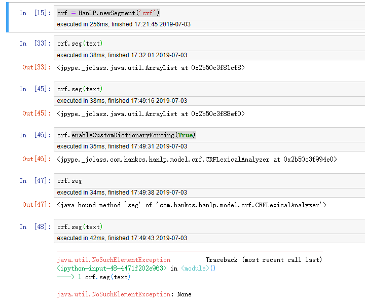 pyhanlp中，Analyzer类好像不能在enableCustomDictionaryForcing(True)后使用seg()， · Issue #1221 · hankcs/HanLP ...