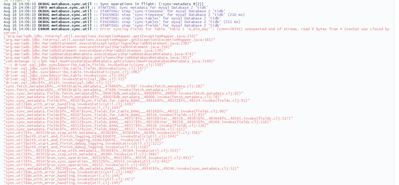TiDB3.0 --- Error running sync step: Output of sync-fields-for-table! · Issue #9548 · metabase ...