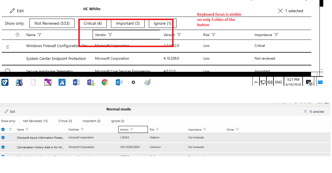 DetailsList: Accessibility - Broken Keyboard focus on Column headers when in High Contrast mode ...