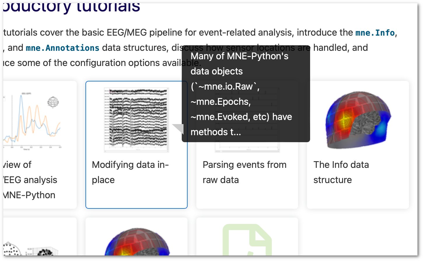 Tutorial thumbnail popovers should be removed · Issue #10724 · mne-tools/mne-python · GitHub