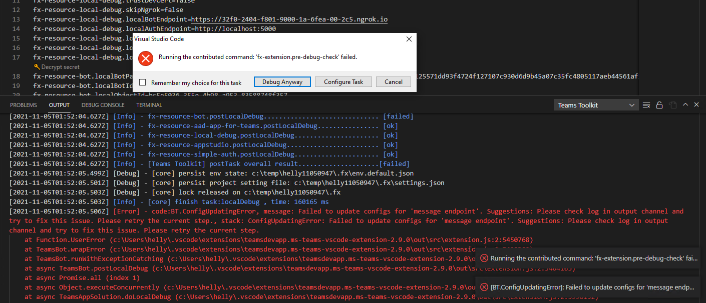 [Incident Notification] Fail to local debug Bot due to update endpoint ...