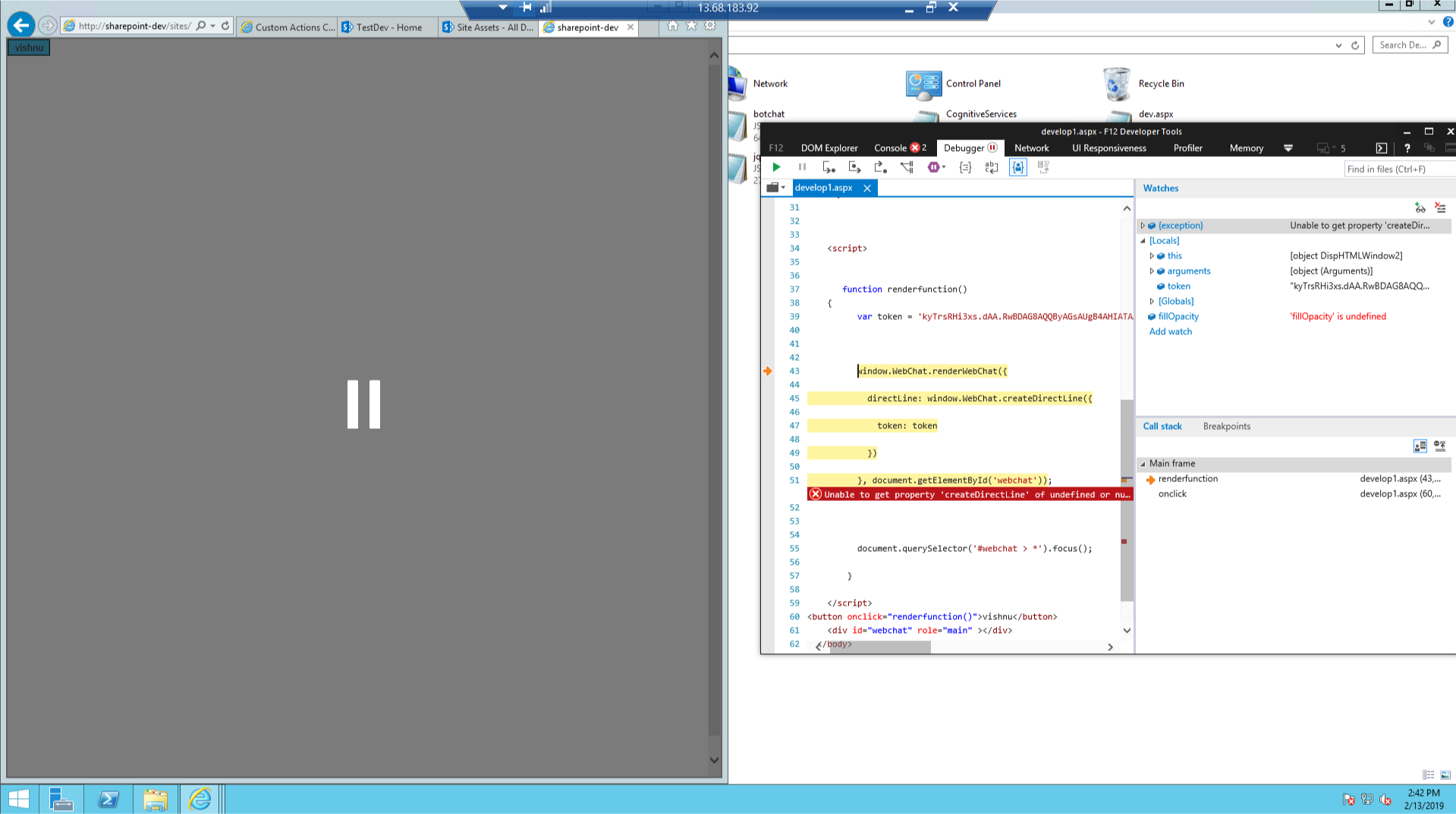Embed Bot into Sharepoint 2013 on prem with directline inte · Issue #1722 · microsoft ...