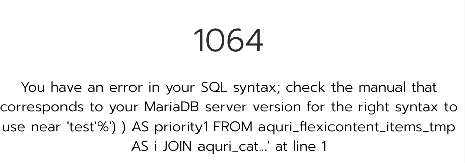 have an error in your SQL syntax after search · Issue #1119 · FLEXIcontent/flexicontent-cck · GitHub