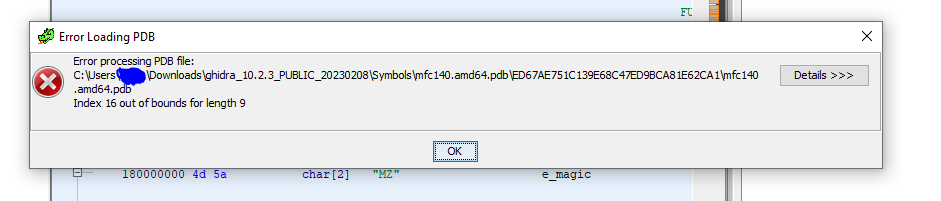 Pdb Error Index Out Of Bounds · Issue 5055 · Nationalsecurityagencyghidra · Github 5586