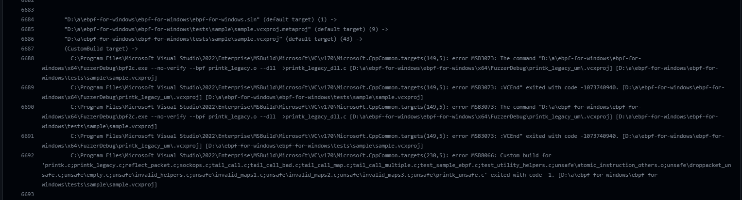 Fuzzer build randomly fails in CI/CD · Issue #2349 · microsoft/ebpf-for-windows · GitHub