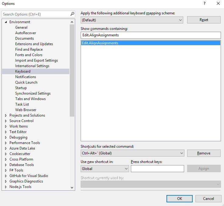 Align Assigments not working in vs2017 v15.2 and vs2017 15.3 preview 4.0 in a C# file · Issue ...