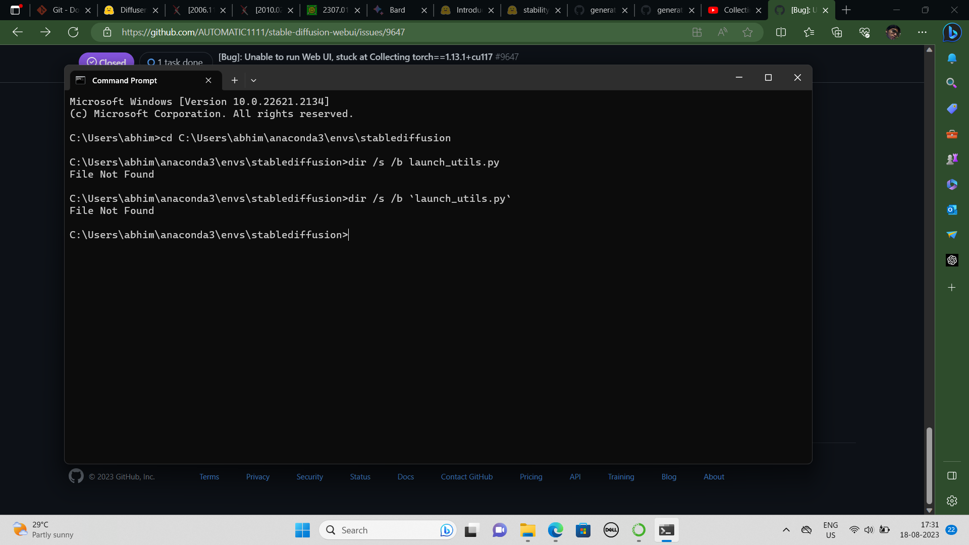 [Bug]: Unable to run Web UI, stuck at Collecting torch==1.13.1+cu117 · Issue #9647 ...