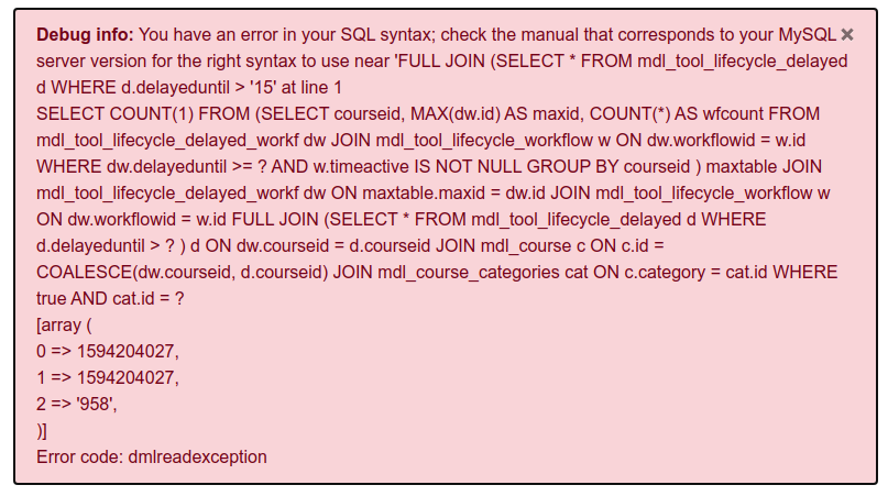 Sql Syntax Error · Issue 113 · Learnweb Moodle Tool Lifecycle · Github