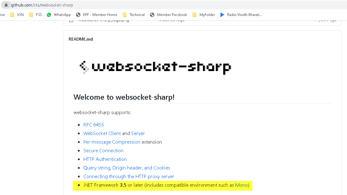 Need Clarification On The Framework Version Supported · Issue 646 · Sta Websocket Sharp