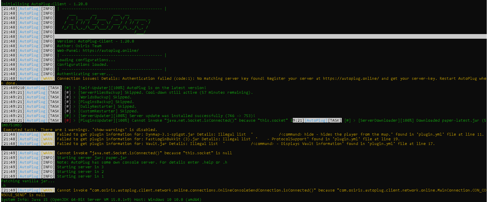 Command `version` gives error · Issue #54 · Osiris-Team/AutoPlug-Client · GitHub